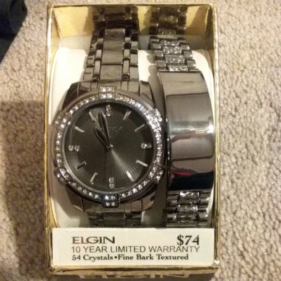 Elgin | Accessories | Nwt Elgin Mens Watch And Bracelet Set Needs ...